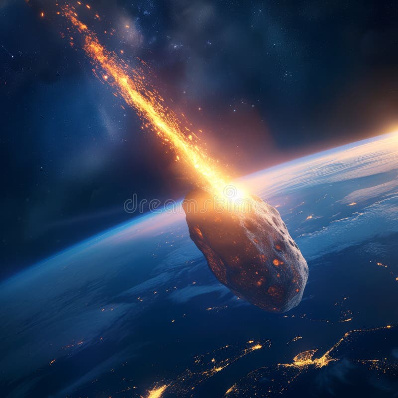 Close-Up of a Massive Comet Landing on the Earth S Surface Stock ...