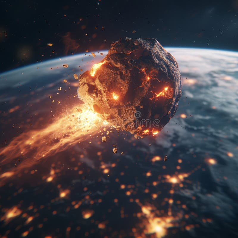 Close-Up of a Massive Comet Landing on the Earth S Surface Stock ...