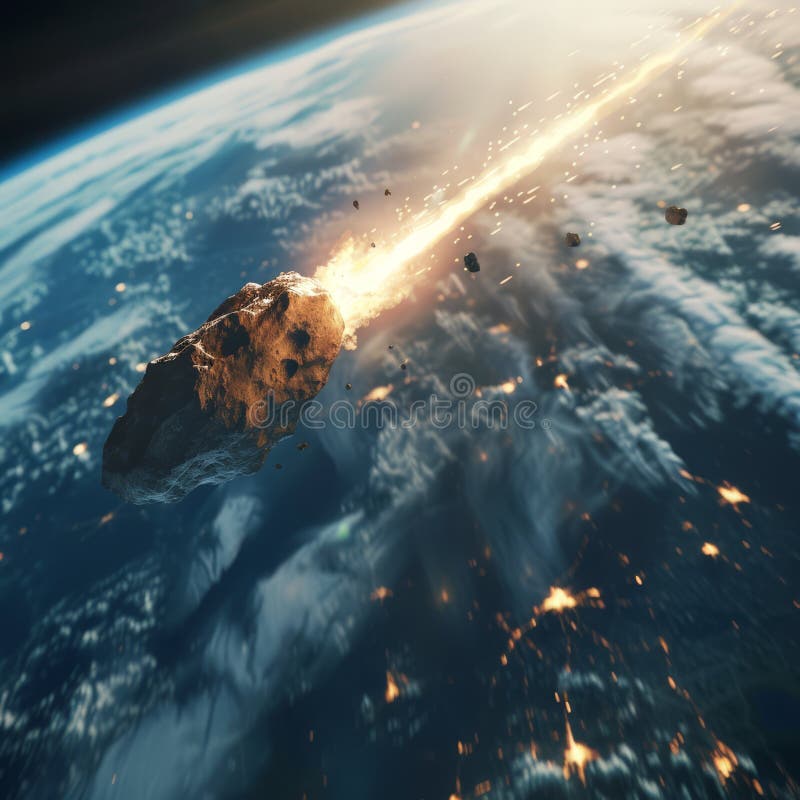 Close-Up of a Massive Comet Landing on the Earth S Surface Stock ...