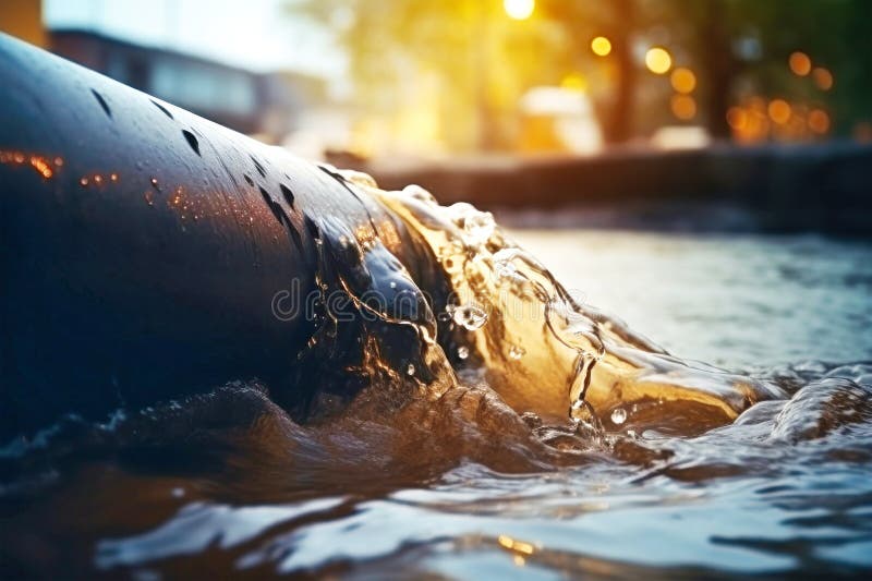 A Close-up of a Massive Pipe Submerged in Water Stock Illustration ...