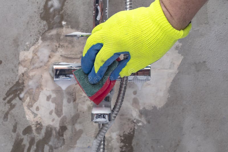 Close-up. the Master Clamps the Nut Stock Image - Image of housework ...