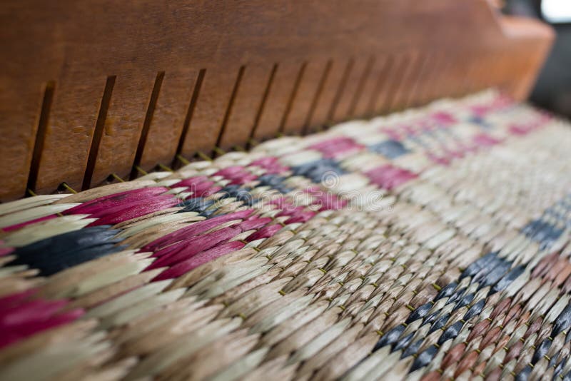 Close-up of a Loom Weaving Golden Fabric Stock Photo - Image of ...
