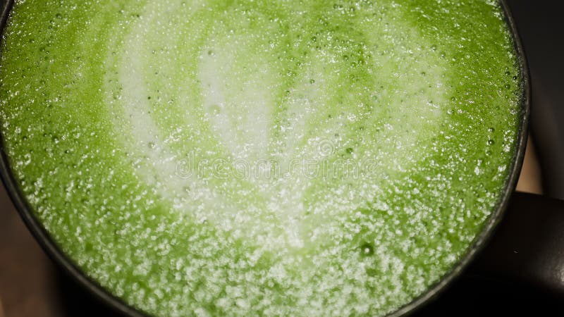 Close Up of a Matcha Latte on a Tray at a Cafe , Stock Video - Video of ...