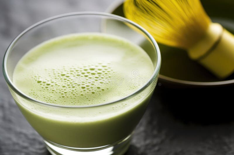 Close-up of Matcha Powder and Cold Water Mixing Stock Illustration ...