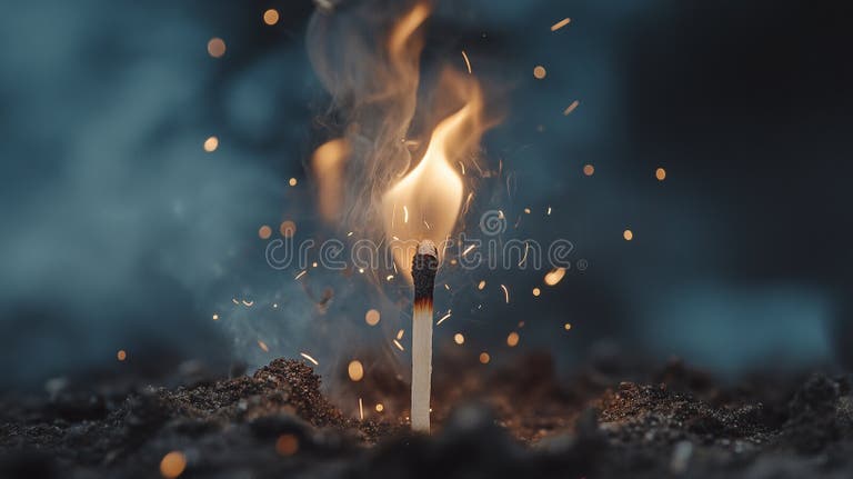 Close-up of a Matchstick Head Igniting, Capturing the Initial Spark ...