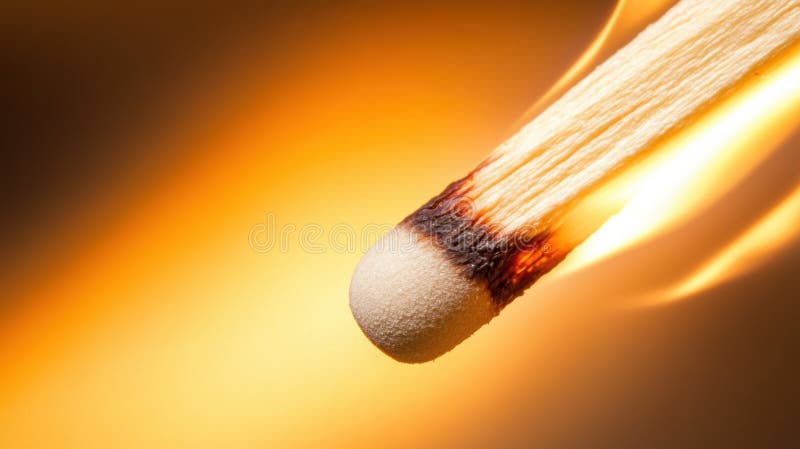 Matchstick Igniting with Intense Flame Against a Warm Background, AI ...