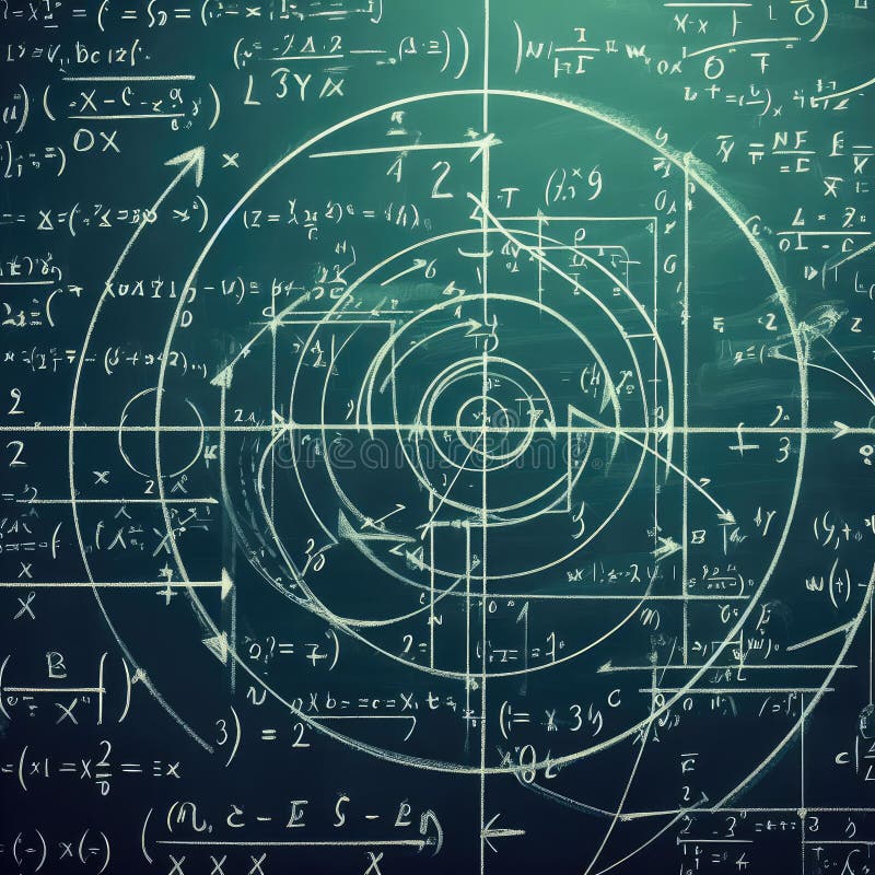 Math Formulas, Graphs and Symbols on Chalkboard Stock Illustration ...