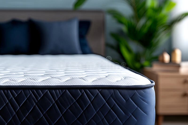 A Close Up of a Mattress on a Bed in a Bedroom Stock Image - Image of ...