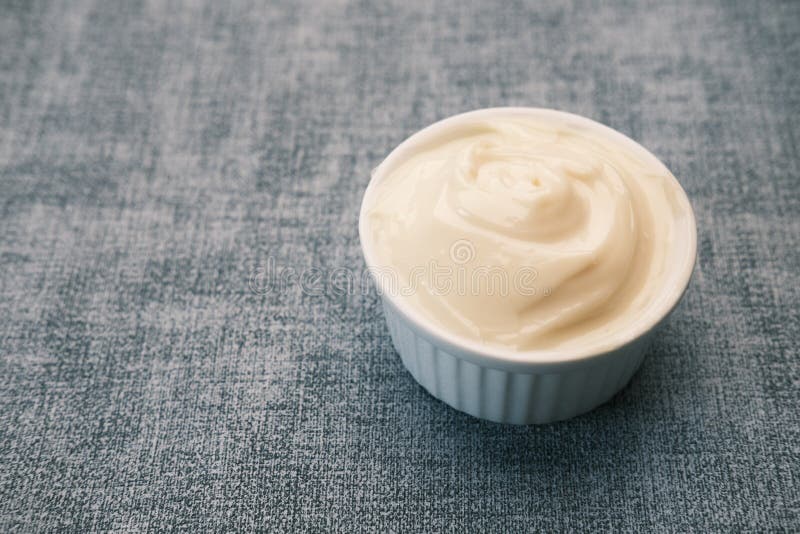 Close Up of Mayonnaise in Container on Table . Stock Photo - Image of ...
