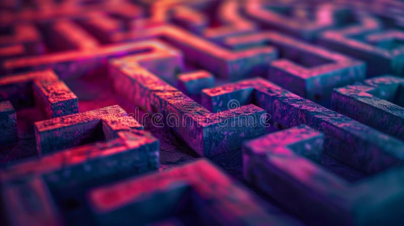 A Close Up of a Maze with Many Different Colors, AI Stock Image - Image ...