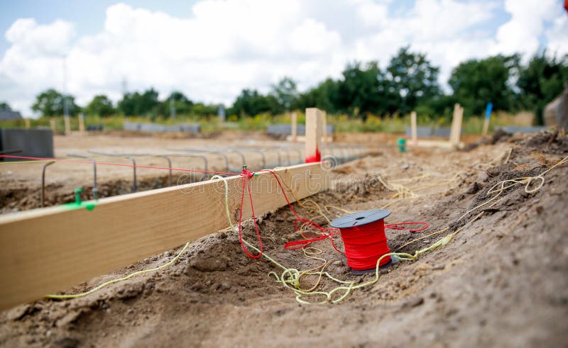 Close Up of Measuring Rope Line on the Ground of a Construction Site ...