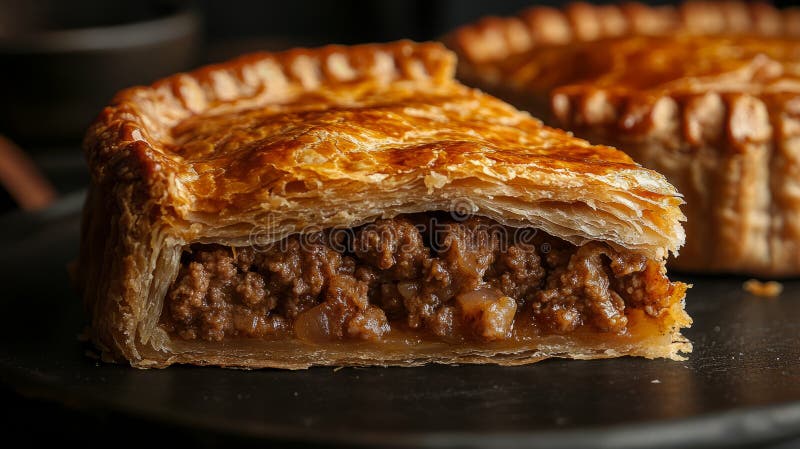 Close Up Meat Pie Flaky Crust Dark Plate Stock Photos - Free & Royalty ...