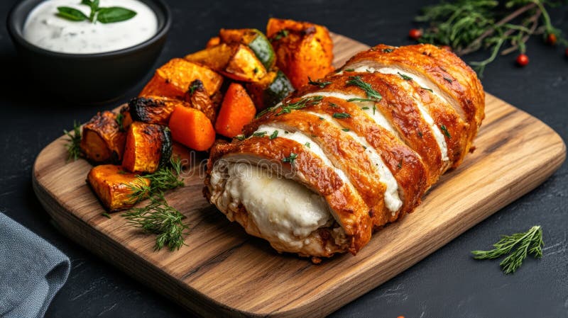 A Close Up of a Meat and Vegetable Wrapped in Pastry, AI Stock Photo ...