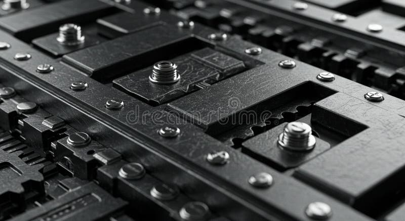 Close-up of a Mechanical Assembly Featuring Interlocking Metallic ...