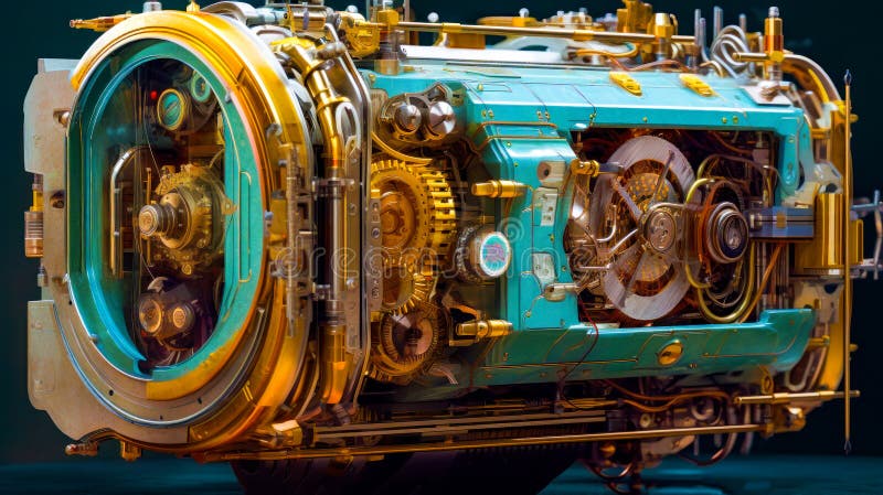 Close Up of Mechanical Device with Clock on the Side of it. Generative ...