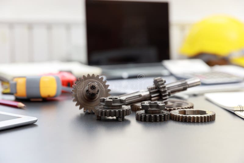 Close Up Mechanical Gear Parts on Office Desk Stock Image - Image of ...