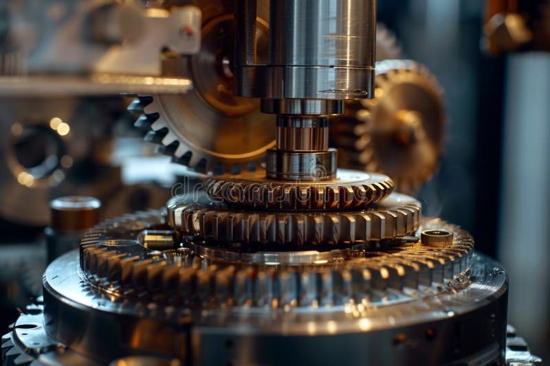 Closeup of Mechanical Gears and Components Intricate Engineering Design ...