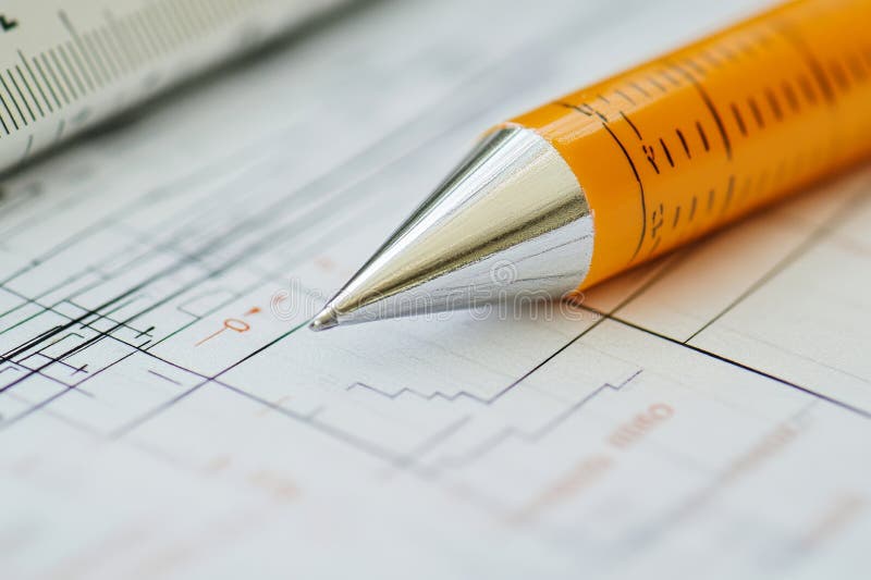 Close-Up of Mechanical Pencil on Graph Paper, Engineering or ...