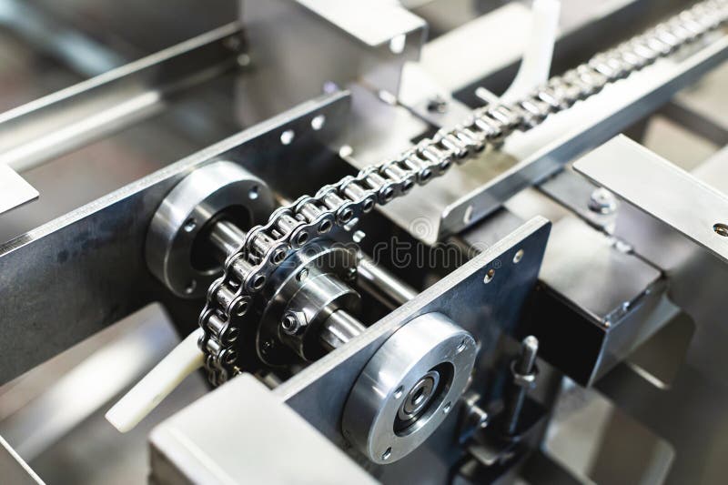 Close-up of Mechanical Pneumatic Equipment Elements in Manufacturing ...