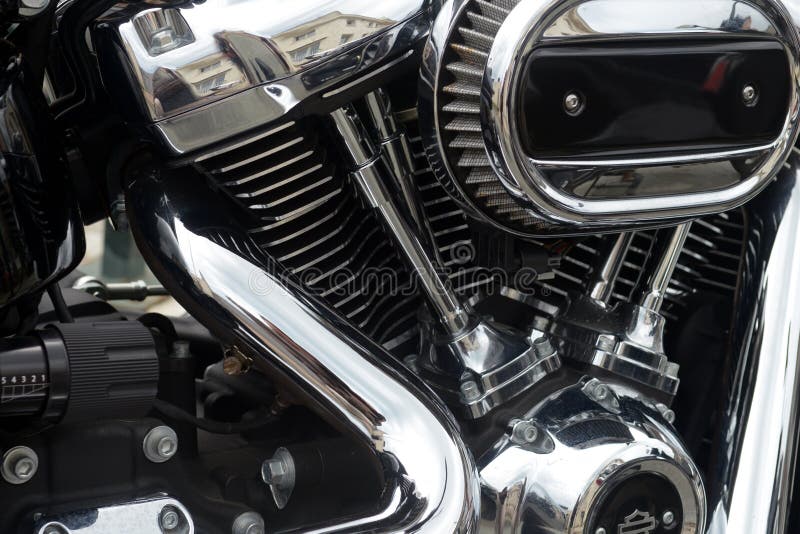 Engine of a Chrome Motorcycle Close Up Stock Image - Image of chrome ...
