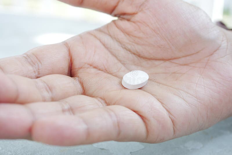 Close Up of Medical Pill on Palm of Hand Stock Image - Image of drug ...