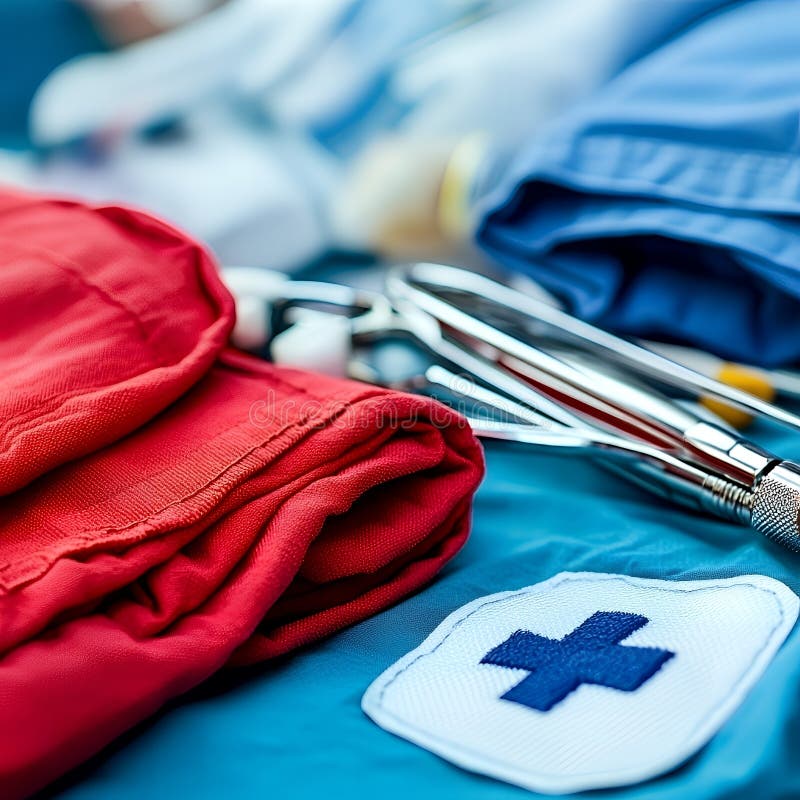 Closeup of Medical Scrubs and Tools Stock Illustration - Illustration ...
