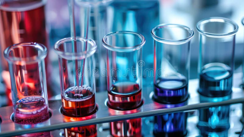 Close-up of a Medical Test Tube Rack with Samples Stock Illustration ...