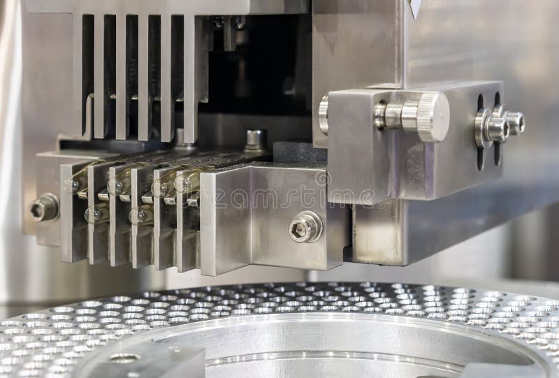 Close Up Medicine Transparent Capsule at Feeding Fork of Automatic ...