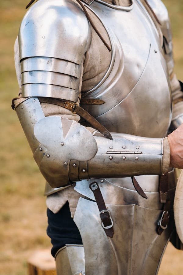 Close-up of a Medieval Knight in Armor Preparing for Battle Stock Photo ...