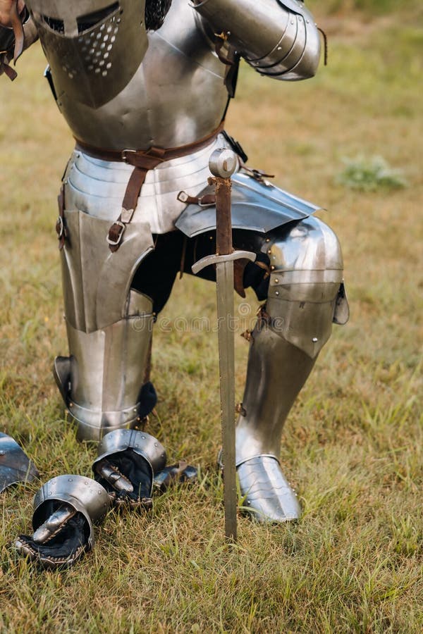 Close-up of a Medieval Knight in Armor Preparing for Battle Editorial ...