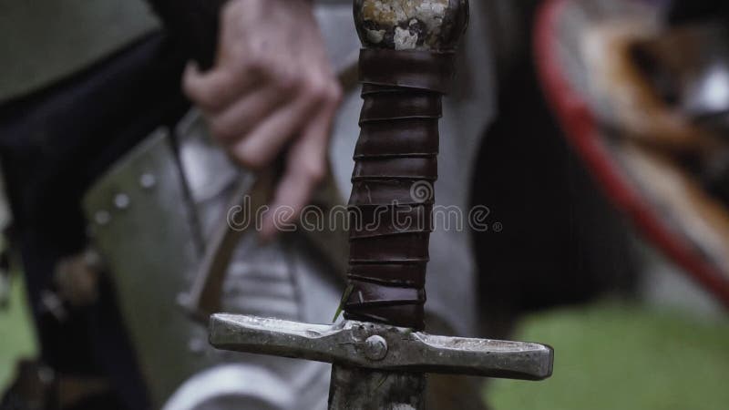 Close Up of a Medieval Knight with a Sword on the Battlefield Stock ...