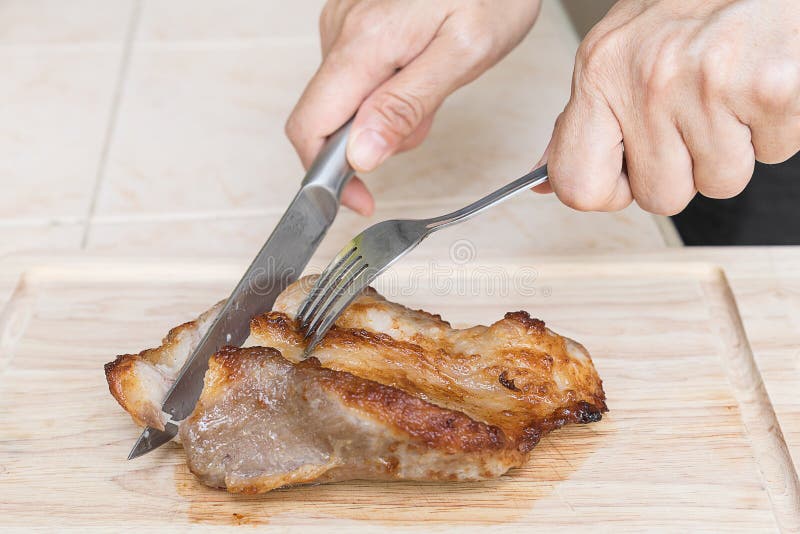 Close-up of Medium Rare Pork Stock Photo - Image of dinner, grill: 75271422