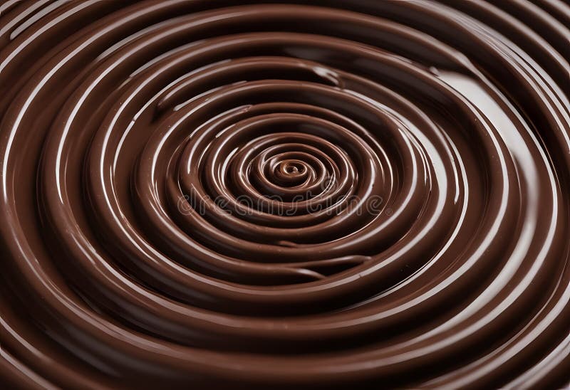 Close Up Melted Chocolate Forming Swirl Pattern Glossy Texture Stock ...