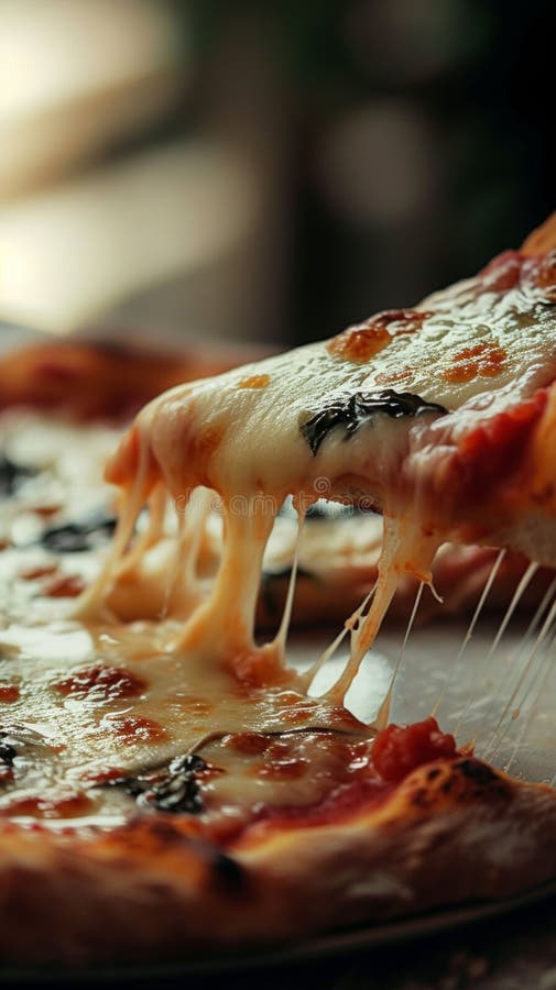 Close-up of a Melting Cheese on a Pizza Slice Stock Photo - Image of ...