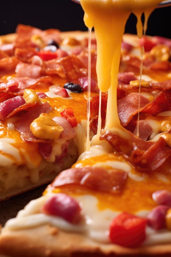 Close-up of Melting Cheese and Toppings on a Hot Pizza Stock ...