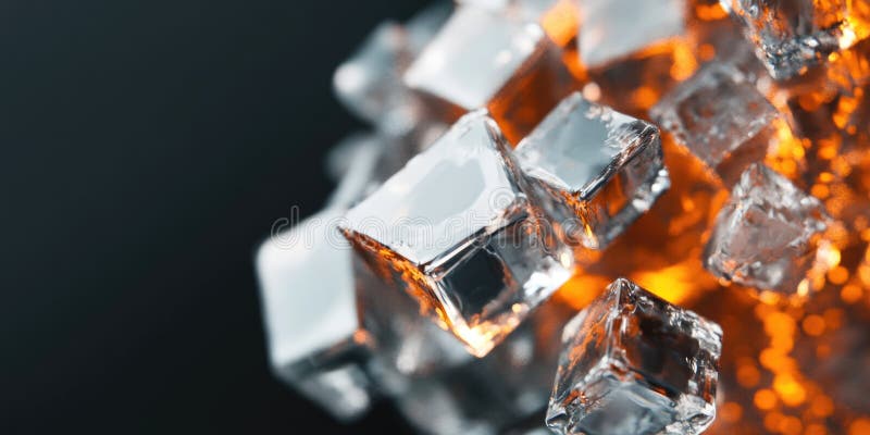Close-up of Melting Ice Cubes with Warm Light Gradient Stock ...