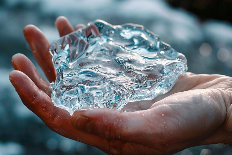 Closeup on a Melting Ice Piece in a Persons Hand a Visual Metaphor for ...