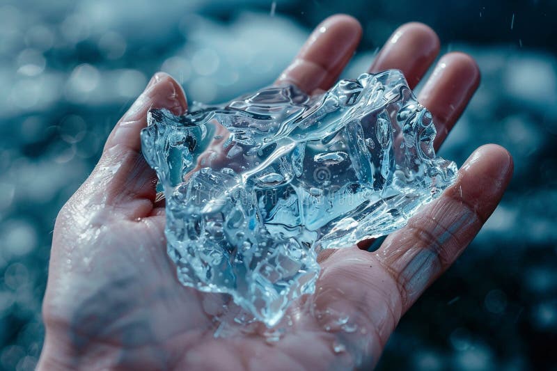 Closeup on a Melting Ice Piece in a Persons Hand a Visual Metaphor for ...