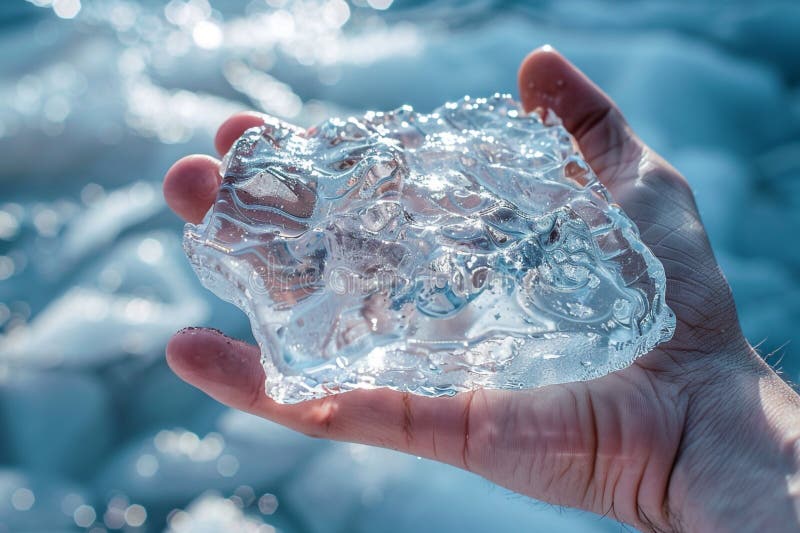 Closeup on a Melting Ice Piece in a Persons Hand a Visual Metaphor for ...