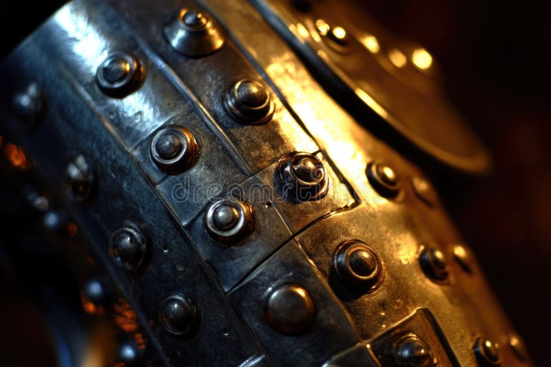 Close-up of Metal Armor with Visible Rivets, Useful for Fantasy or ...