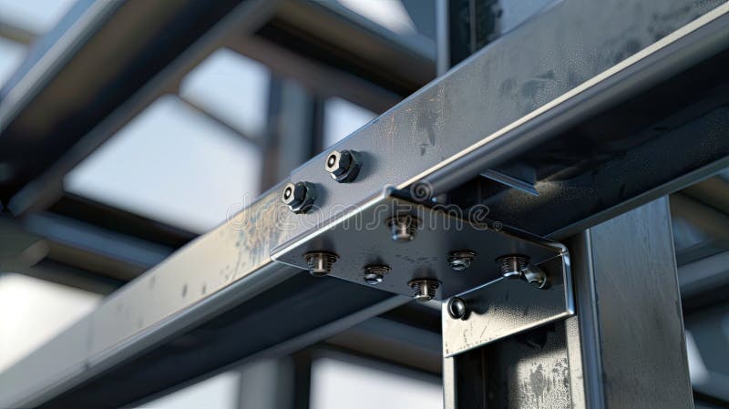 Close-up of Metal Beams and Bolts Forming a Structural Framework ...