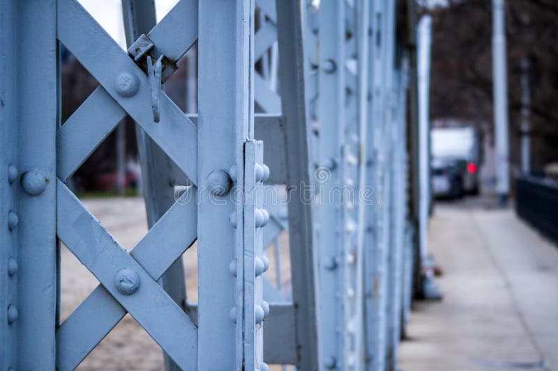 Close-up of a Metal Bridge Structure with Visible Bolts and Repeating ...