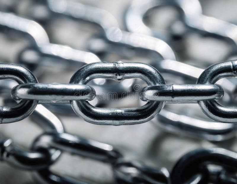 Close-Up of a Metal Chain with Interlinked Links and Shiny Surface ...