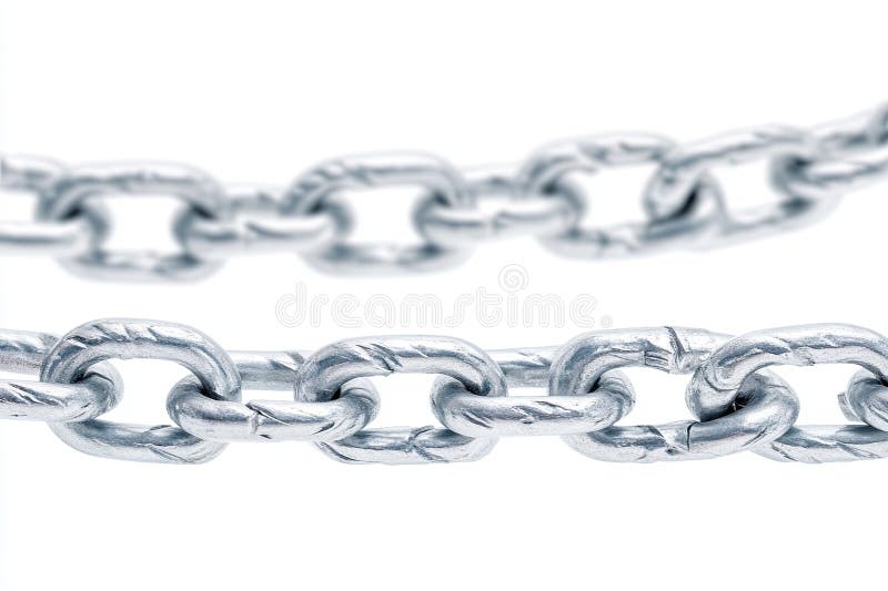 Close-up of Metal Chain Links on White Background, Concept of Strength ...