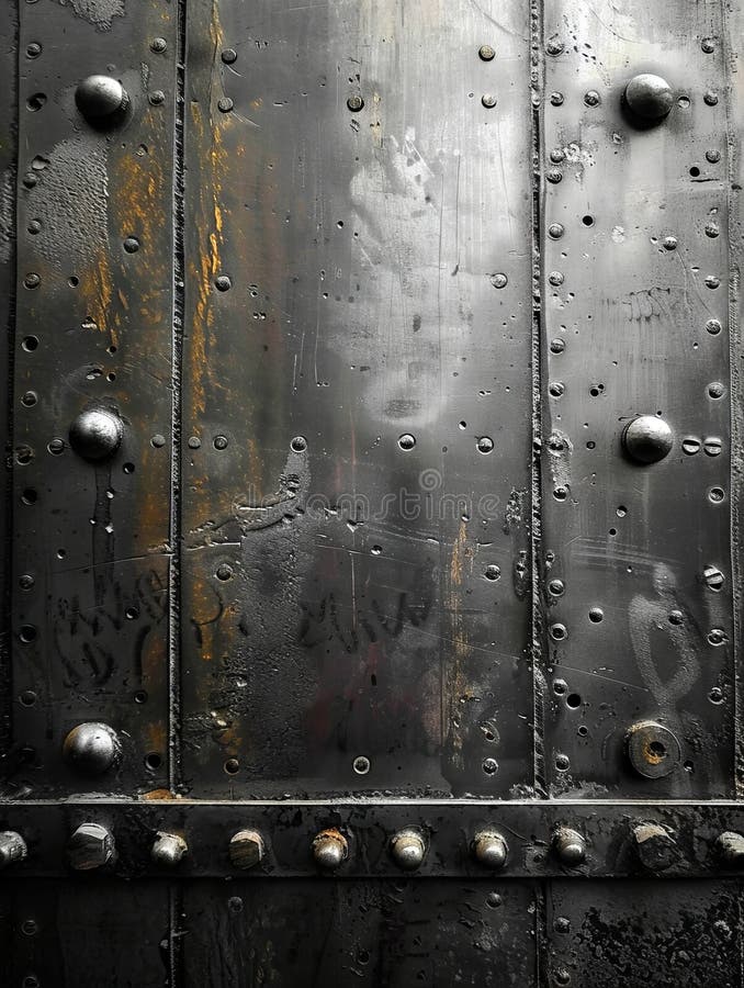 A Close Up of a Metal Door with Rivets on it Stock Image - Image of ...
