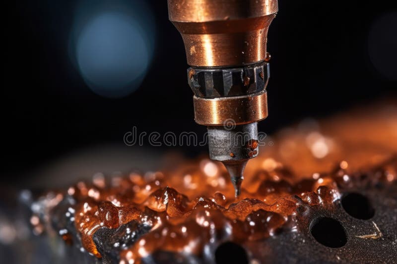 Close-up of Metal Drill Bit Drilling into Steel Stock Photo - Image of ...
