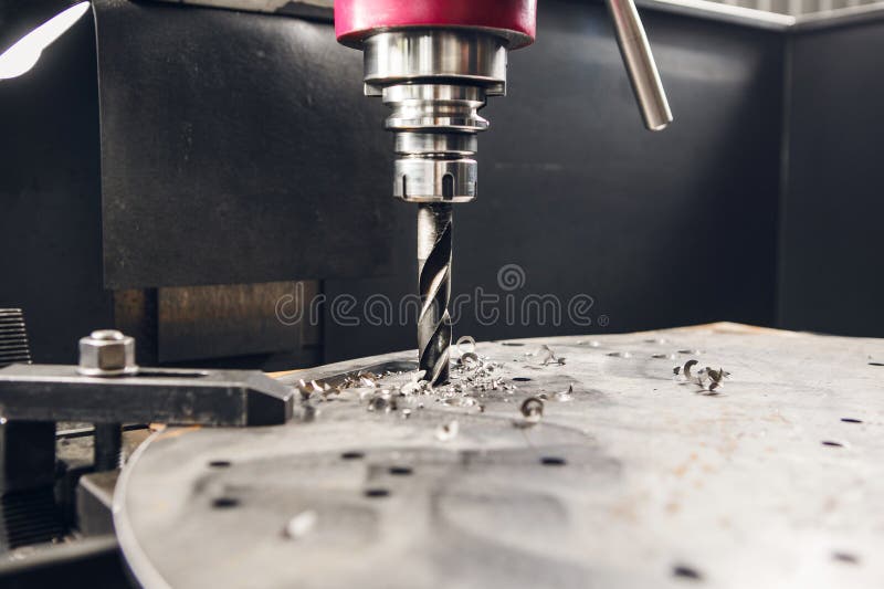 Close-up of Metal Drilling Machine. Drilling the Under Bolt Hole Stock ...
