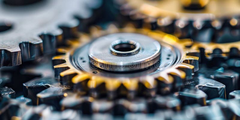 Close-Up of Metal Gears and Cogs in Machinery. Generative Ai Stock ...