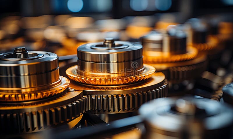 Close Up of Metal Gears in Machine Stock Image - Image of precision ...