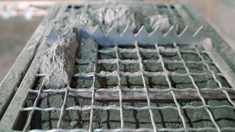 Industrial Cement Processing with Metal Grid and Tools Stock Photo ...